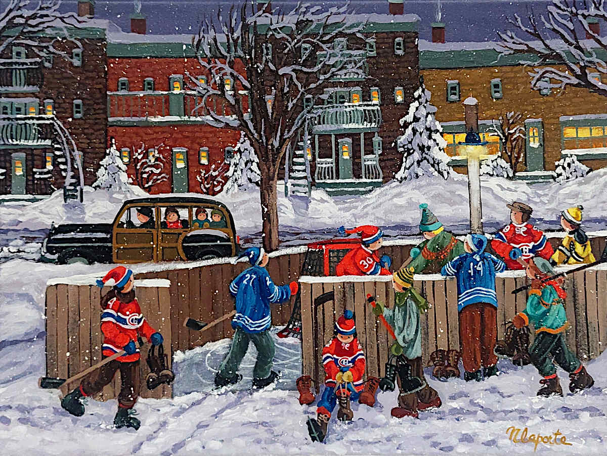 Nicole Laport - A la patinoire du quartier 12x16 – Chase Art Gallery
