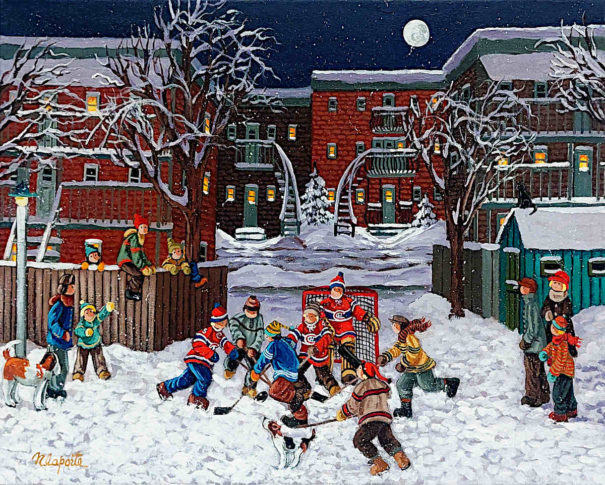 Nicole Laporte - Hockey et clair de lune 16x20 – Chase Art Gallery