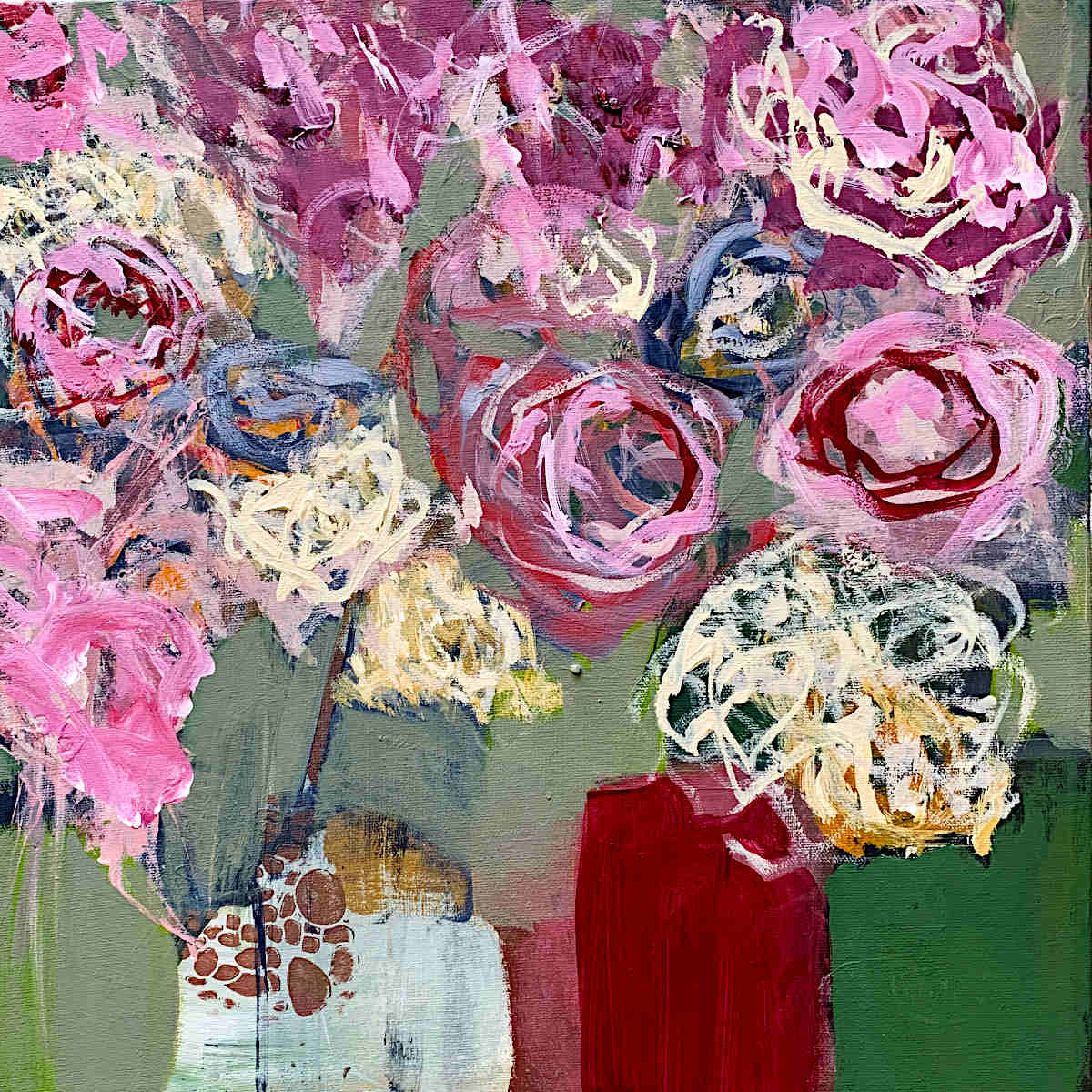 Karen Mackay - Pots of Flowers 16x16 – Chase Art Gallery