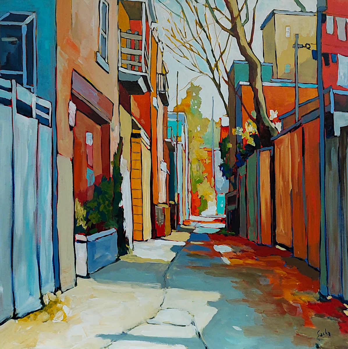 Sacha Barrette - Old Balconies 36x36 – Chase Art Gallery