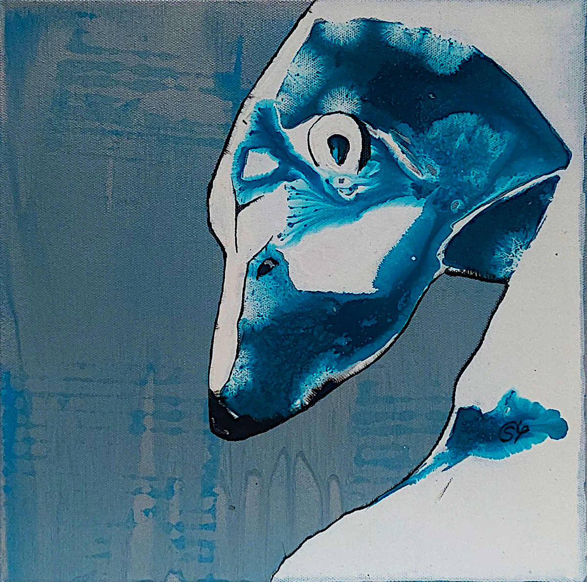 Christophe Ségard - Polar Bear Blue 12x12 – Chase Art Gallery