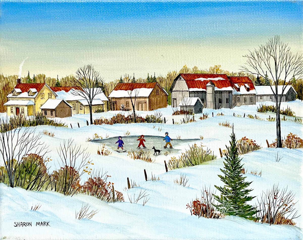 Sharon Mark - Winter Farm In Quebec 8x10 – Chase Art Gallery