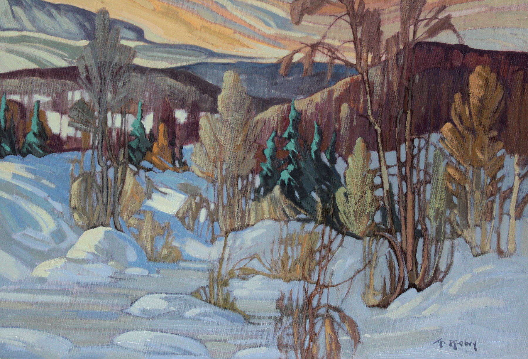 Gaston Rebry (1933 – 2007) -Riviere gelee 18x24 – Chase Art Gallery
